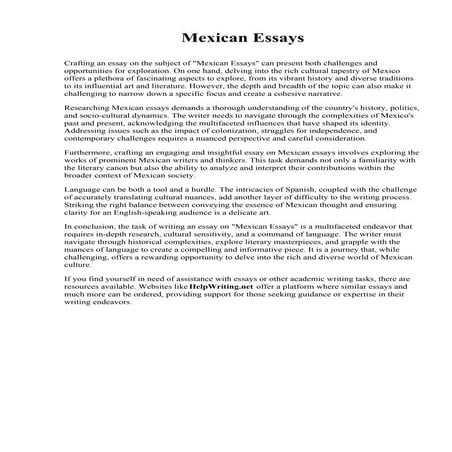 Mexican Essays. Saint Joseph's College of Maine | PDF