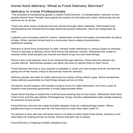 home food delivery: What is Food Delivery Service? | PDF
