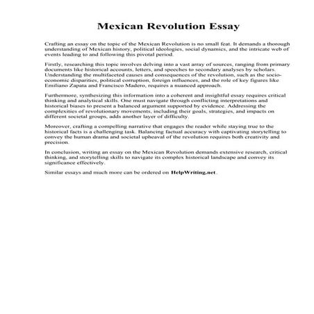 Mexican Revolution Essay. Rockford Career College | PDF