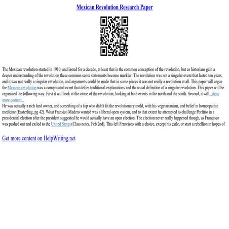Mexican Revolution Research Paper | PDF