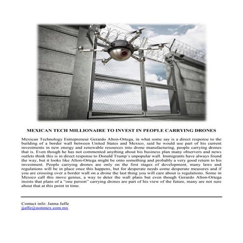 MEXICAN TECH MILLIONAIRE TO INVEST IN PEOPLE CARRYING DRONES | PDF