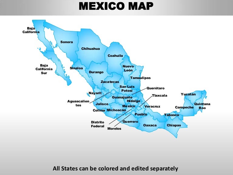 Mexico country editable powerpoint maps with states and counties