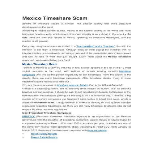 Mexico timeshare scam | DOCX