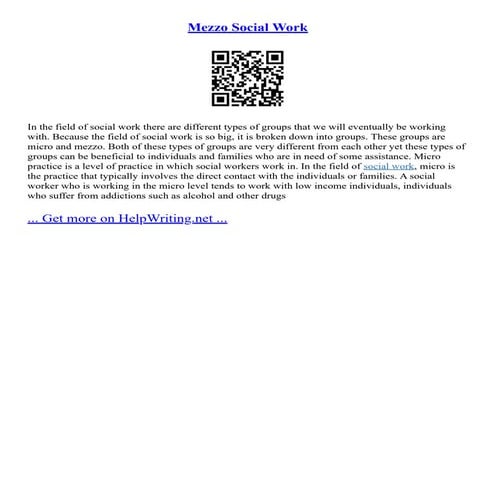 Mezzo Social Work | PDF