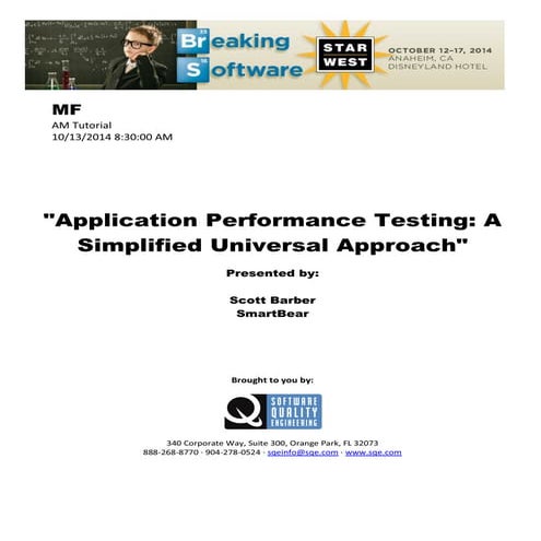 Application Performance Testing: A Simplified Universal Approach | PDF