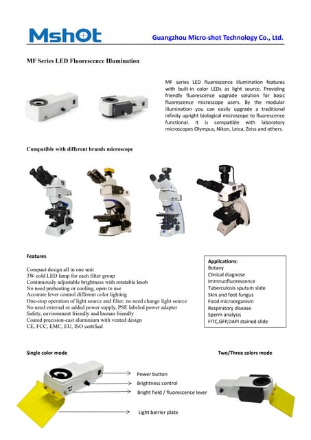 Mshot MF31 fluorescence microscope | PDF | Physics | Science