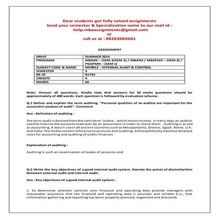 Mf0013 & internal audit & control | PDF