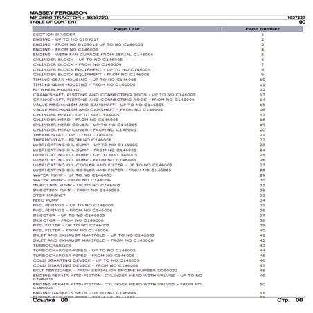 Massey Ferguson 3690 Tractor parts catalog | PDF | Auto Parts | Automotive