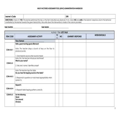 Education Tool MFAT for Grade I SY 2025- | DOCX