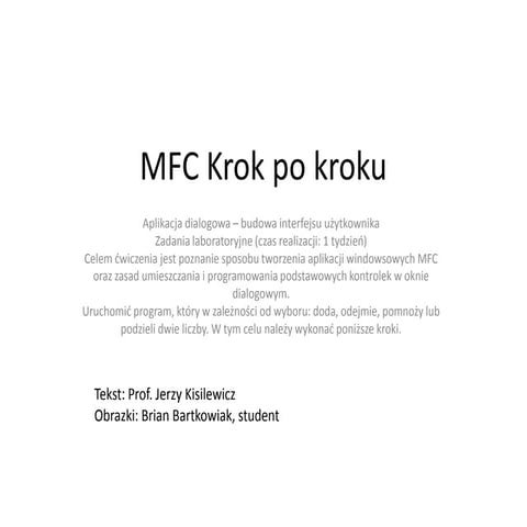 Aplikacja dialogowa MFC krok po kroku | PPTX