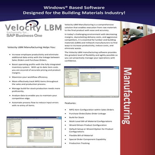 Velocity LBM - Mfg Data Sheet | PDF
