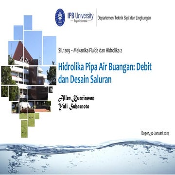 Hidrolika Pipa AIr Buangan Debit dan Desain | PPT