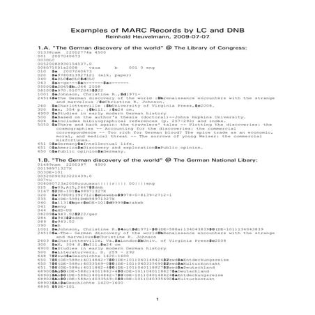 Examples of MARC Records | PDF
