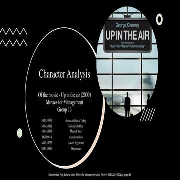 Character Analysis of the movie Up in the air. | PDF