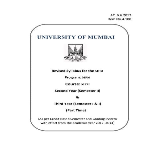 Mfm syllabus | PDF