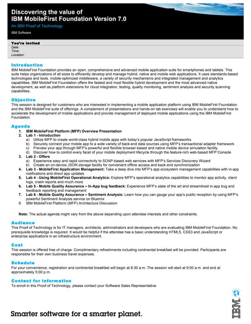Ibm Mobilefirst Foundation Version Flyer V1 0 Pdf