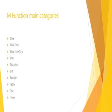M Function main categories for Power BI 300 | PPT