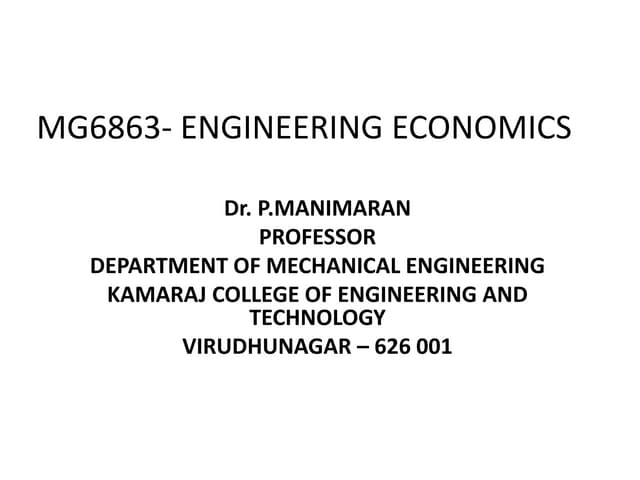 The 7 principles of Engineering Economy | PPTX
