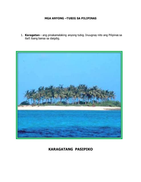 Mga anyong lupa at tubig sa pilipinas | DOCX