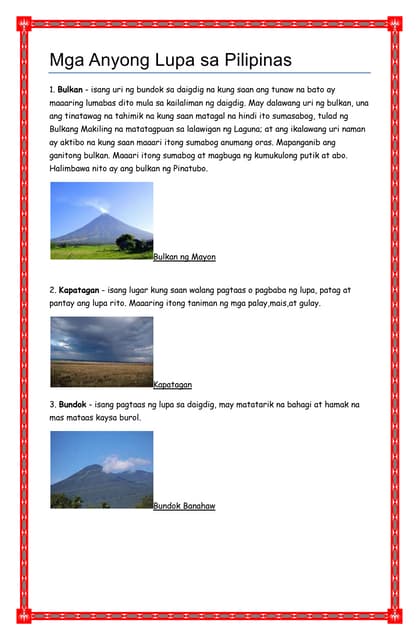 Mga Anyong Lupa sa Pilipinas | PPTX