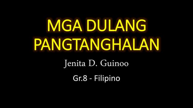 Mga uri ng dulang pantanghalan ayon sa anyo | PPTX