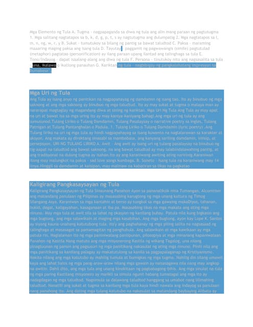 Bisaya tulad ng Tula, Maikling Kwento, at Dula | DOCX