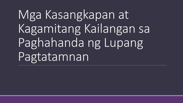 Mga kagamitan at kasanayan sa pagtatanim | DOCX