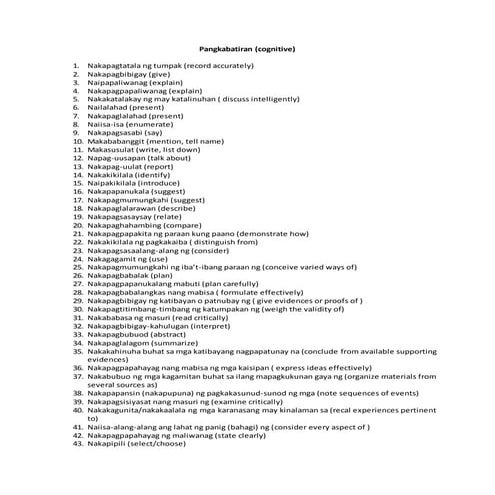 Behavioral Objectives in Filipino | DOCX