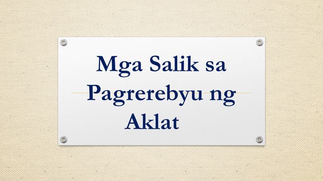 Pamantayan at mekaniks sa debate | DOC