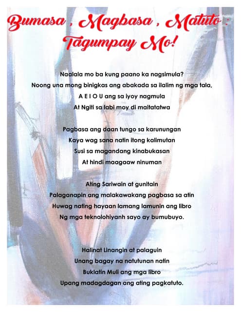 Maikling Tula Tala At Tula: Mga Akdang Dinalisay Ng Mga Karanasan Sa
