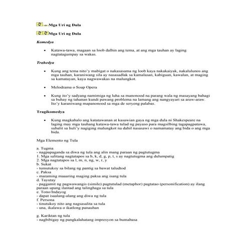 Mga uri ng dula | DOC