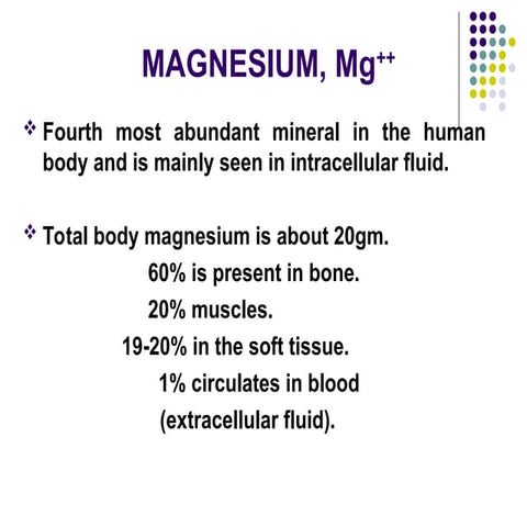 magnesium and manganese metabolism in human body | PPT
