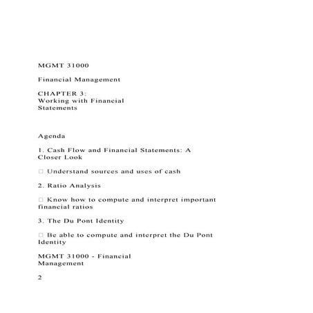 MGMT 31000 Financial Management CHAPTER 3 Workin.docx