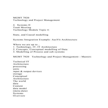MGMT 7020 Technology and Project Management4. Systems I.docx