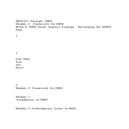 MGN431 Strategic HRDModule 2. Framework for HRDWeek 8. HRD | PDF