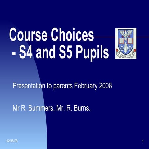 MGS S4 Course Choices 2008 | PPT