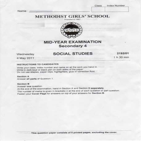 MGS Social Studies Mid-Year Exam Paper | PDF