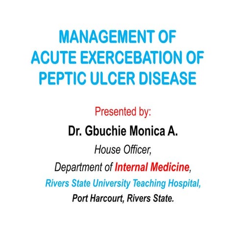 Management of Acute Exacerbation of Peptic Ulcer Disease (PUD) | PDF