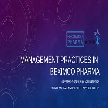 MANAGEMENT PRACTICES IN BEXIMCO PHARMA | PPT