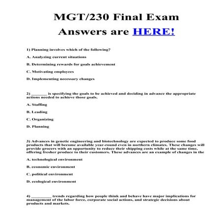 Mgt 230 final exam | DOC