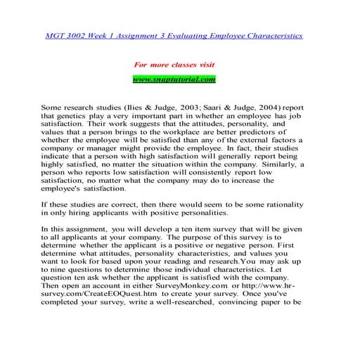 Mgt 3002 Success Begins / snaptutorial.com