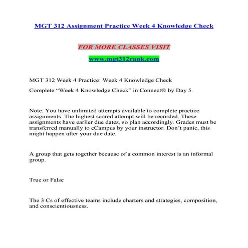 MGT 312 STUDY Redefined Education--mgt312study.com