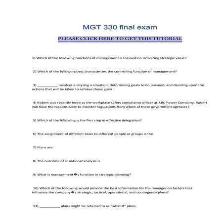 Mgt 330 final exam | DOCX