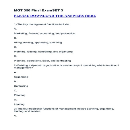 Mgt 350 final exam set 3 | DOCX