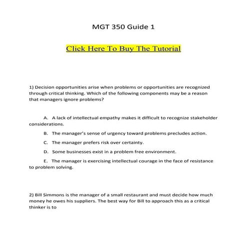 Mgt 350 guide 1 19) Jan is the owner of a retail store, and is ...