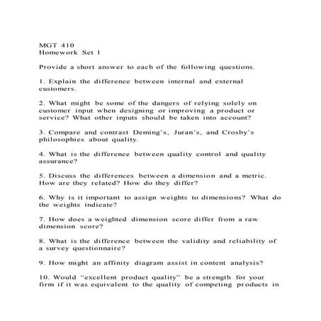 MGT 410Homework Set 1Provide a short answer to each of the f | DOCX