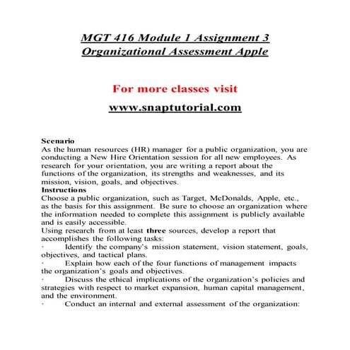 MGT 416 Effective Communication / snaptutorial.com