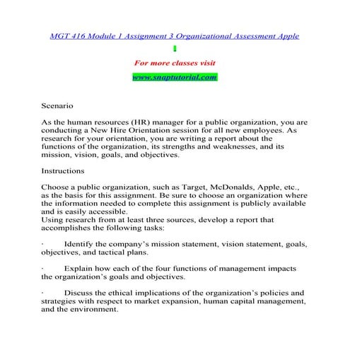 MGT 416 Massive Success / snaptutorial.com | Human Resources | Business