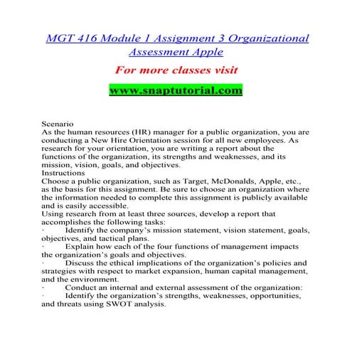 MGT 416 help Successful Learning/Snaptutorial | PDF