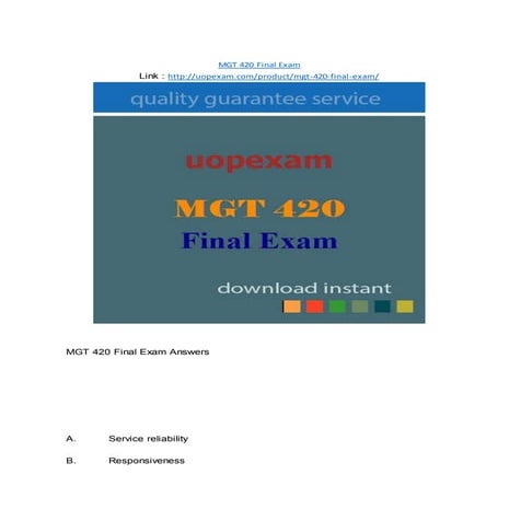 MGT 420 Final Exam 2015 version | DOCX